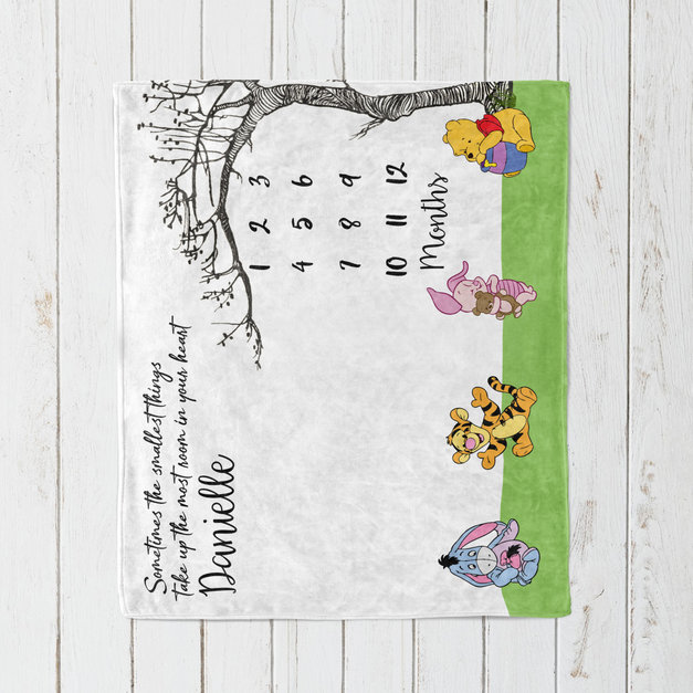 Personalized Baby Winnie the Pooh Milestone Blanket | Blanket Loft