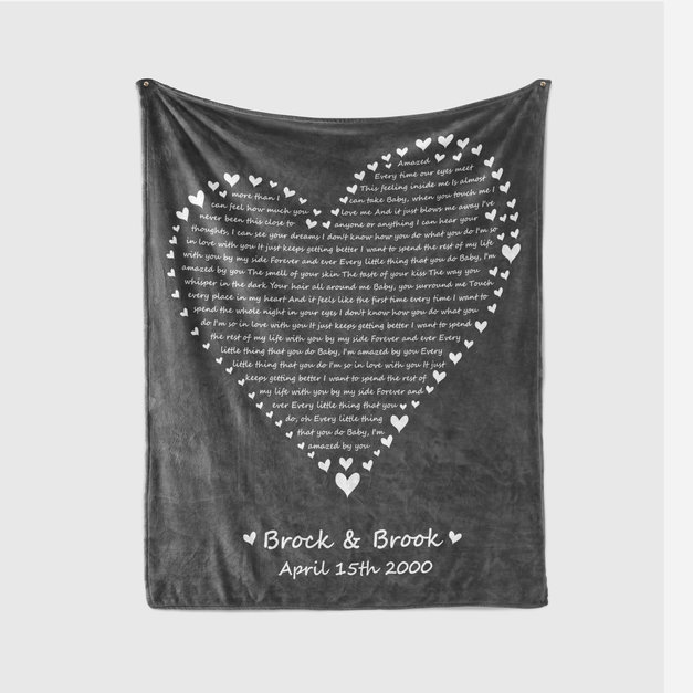 Custom Song Lyric Heart Blanket | Blanket Loft