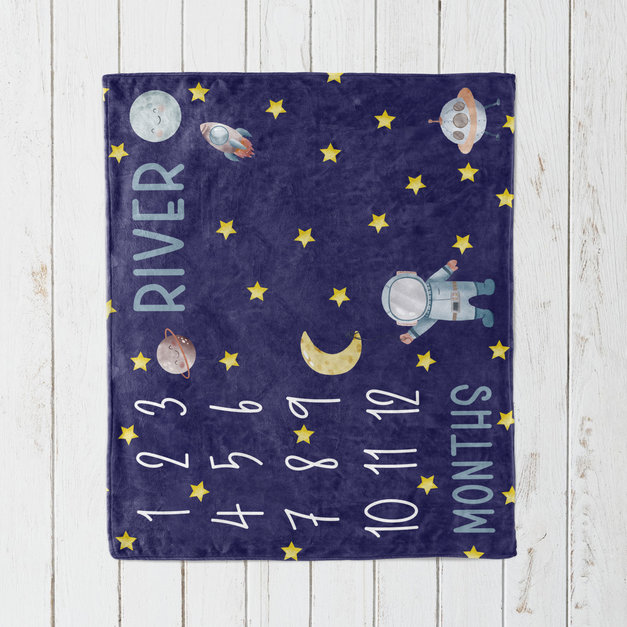 Personalized Outer Space Milestone Blanket | Blanket Loft